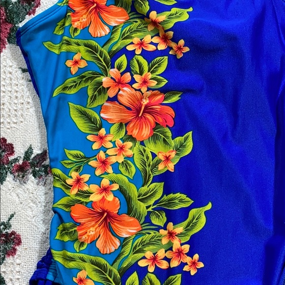 Beach Native | Swim | Beach Native Blue Swimsuit With Flowers | Poshmark
